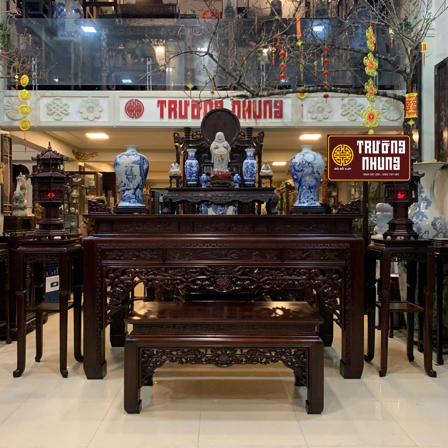 Bàn Thờ Triện Tàu Xưa - Bàn Thờ Ngũ Phúc Đẹp - ĐỒ GỖ XƯA TRƯỜNG NHUNG - Đồ Gỗ Trường Nhung